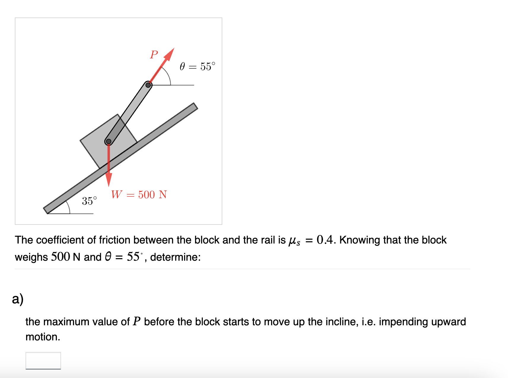 Solved The coefficient of friction between the block and the | Chegg.com