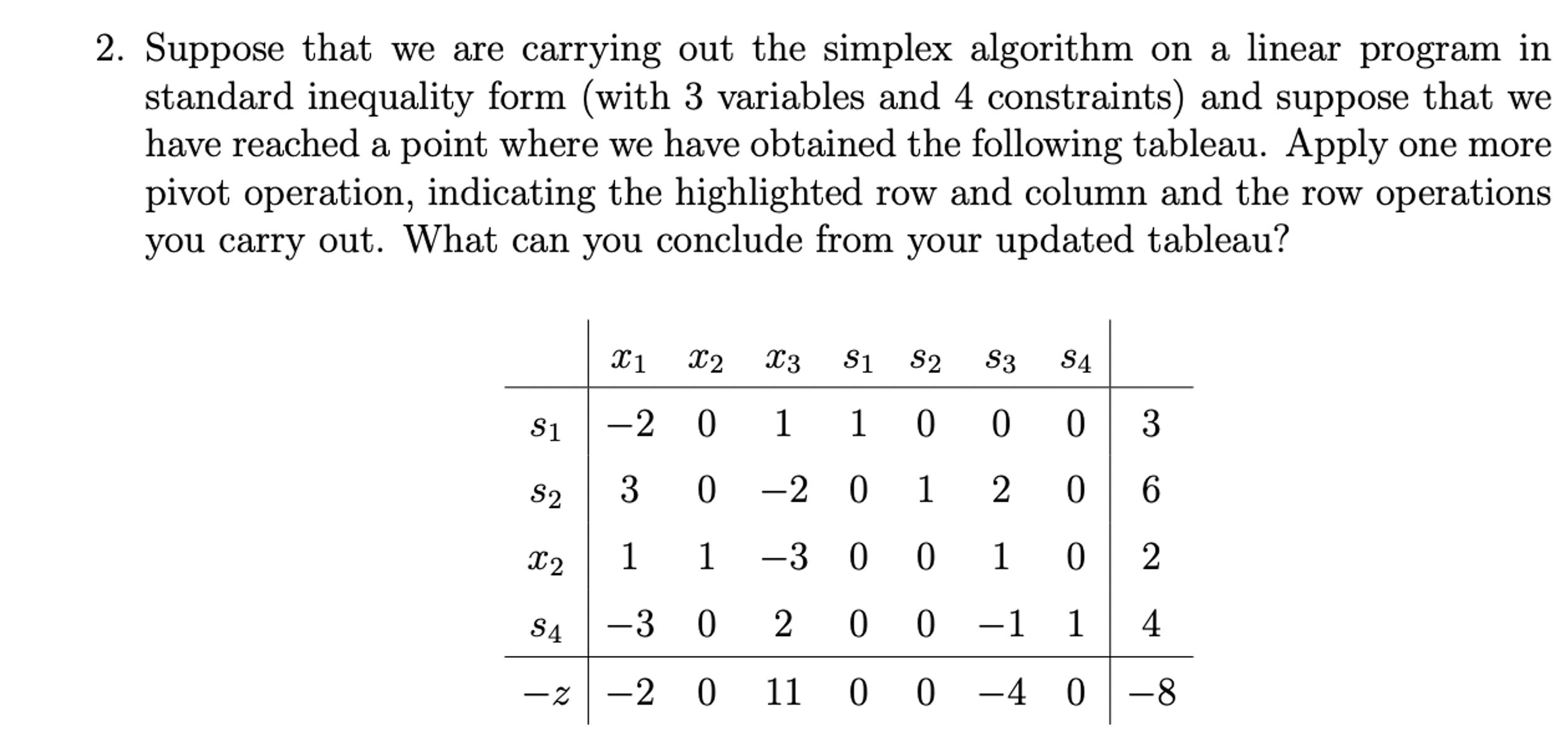 Solved Suppose that we are carrying out the simplex | Chegg.com