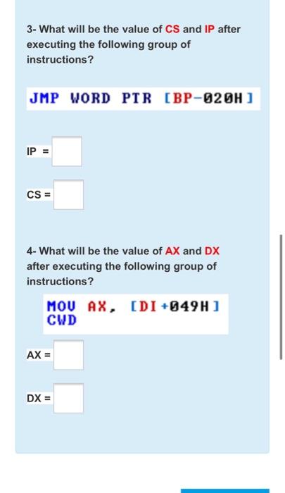 Solved Use the following registers values and memory snippet | Chegg.com