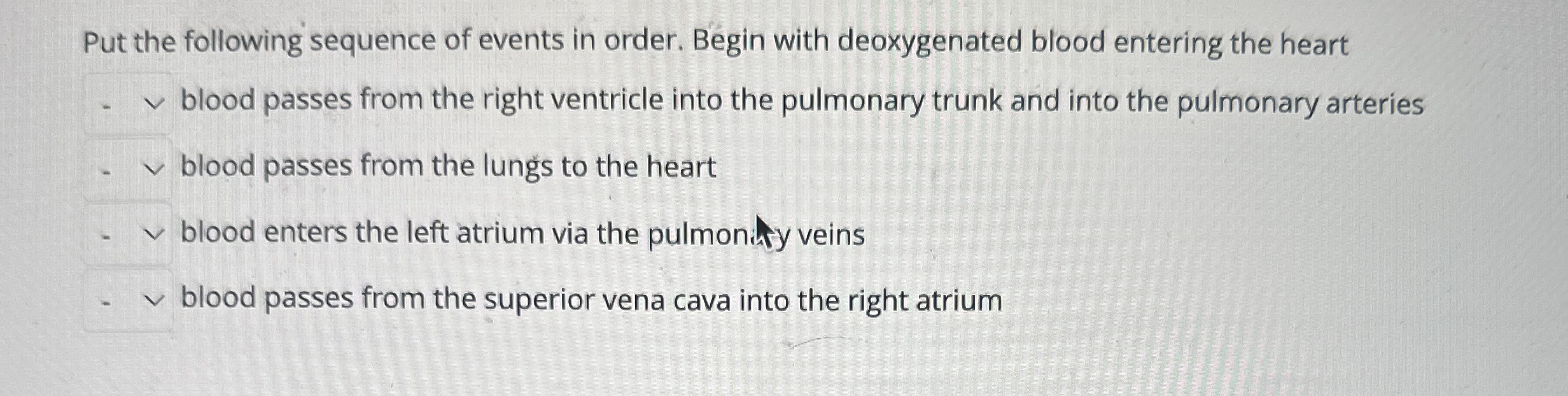Solved Put the following sequence of events in order. Begin | Chegg.com