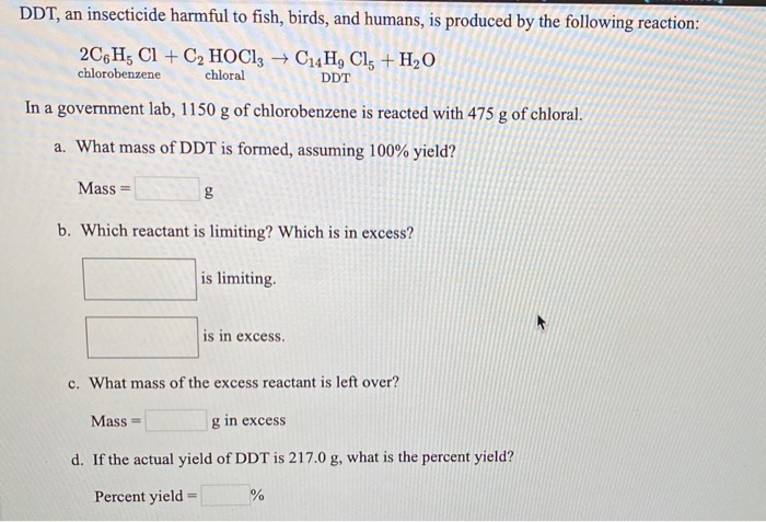 Solved DDT, an insecticide harmful to fish, birds, and | Chegg.com