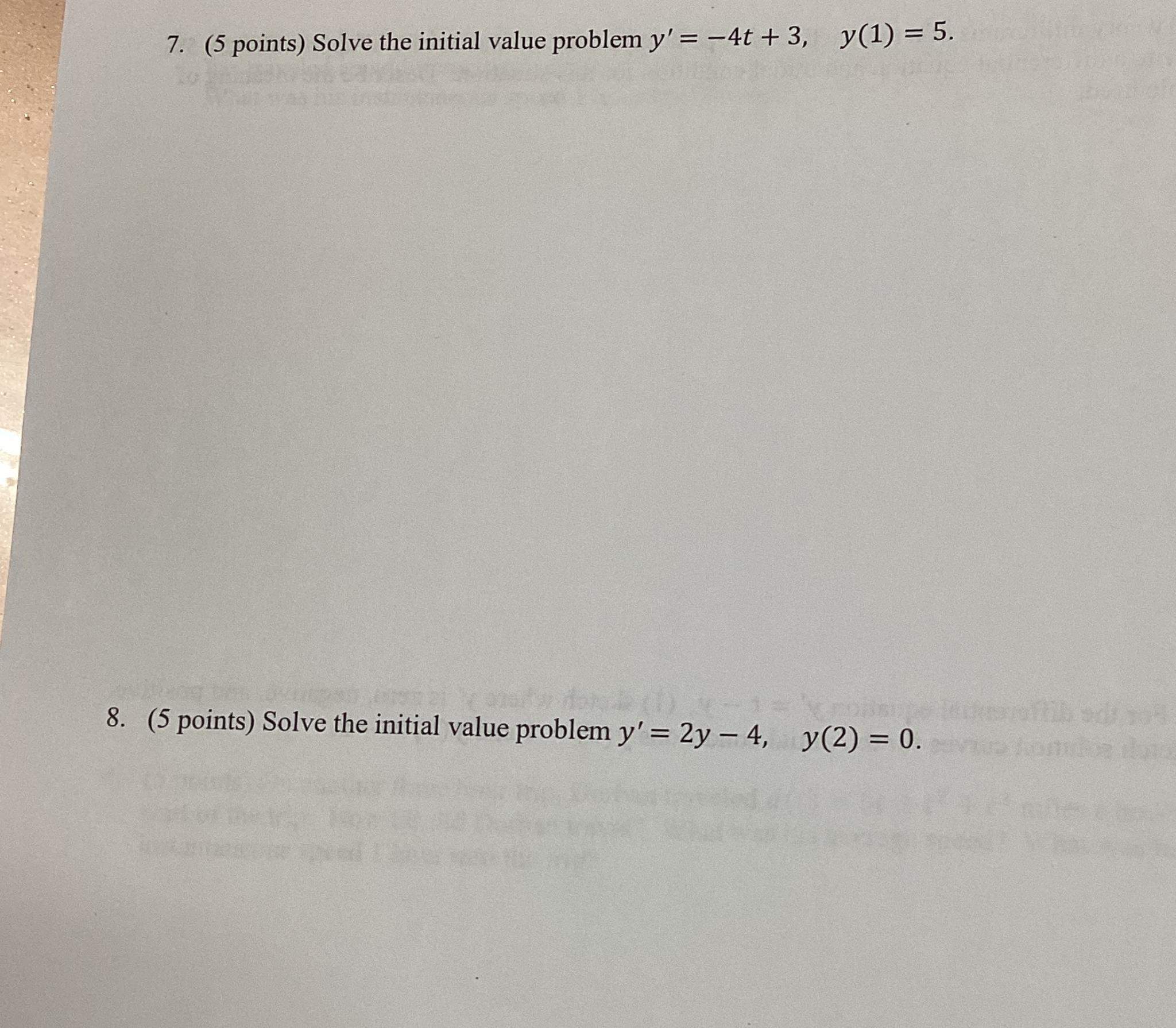 Solved ( 5 ﻿points) ﻿Solve the initial value problem | Chegg.com