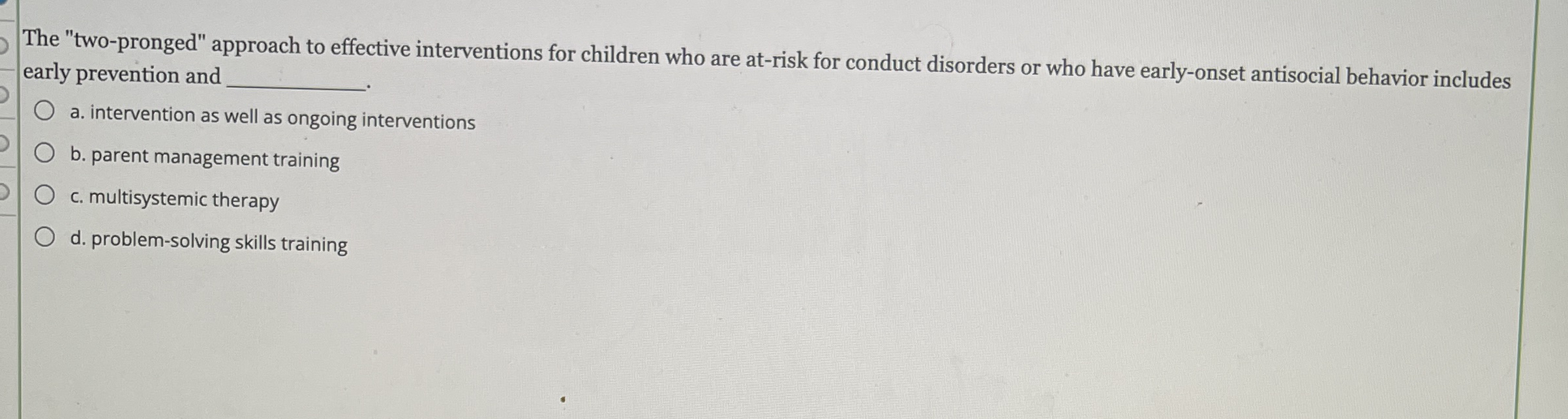 Solved The "two-pronged" approach to effective interventions | Chegg.com