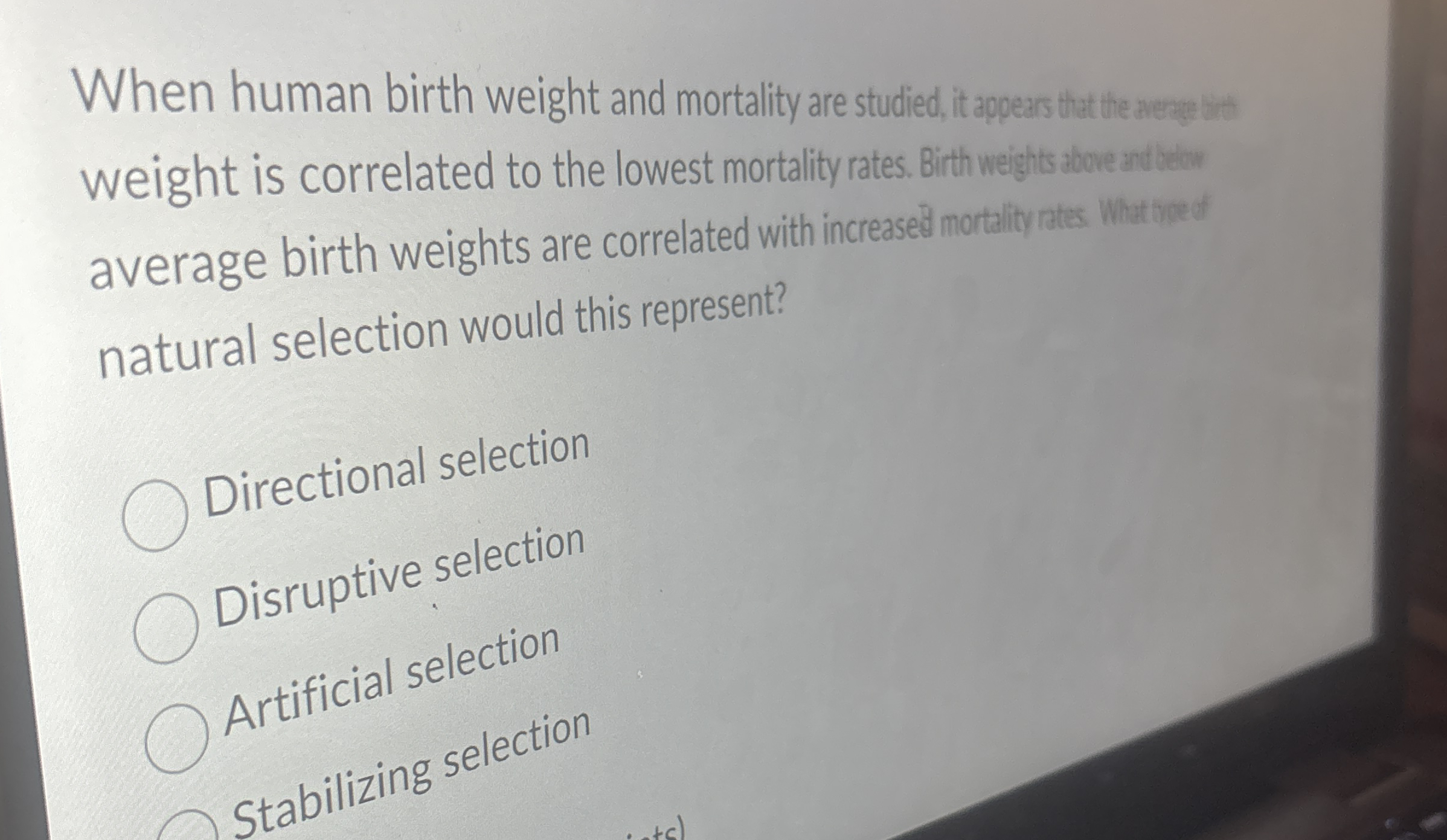 Solved When human birth weight and mortality are studied, it | Chegg.com