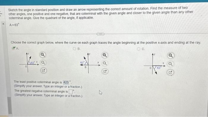 Solved Sketch the angle in standard position and draw an | Chegg.com
