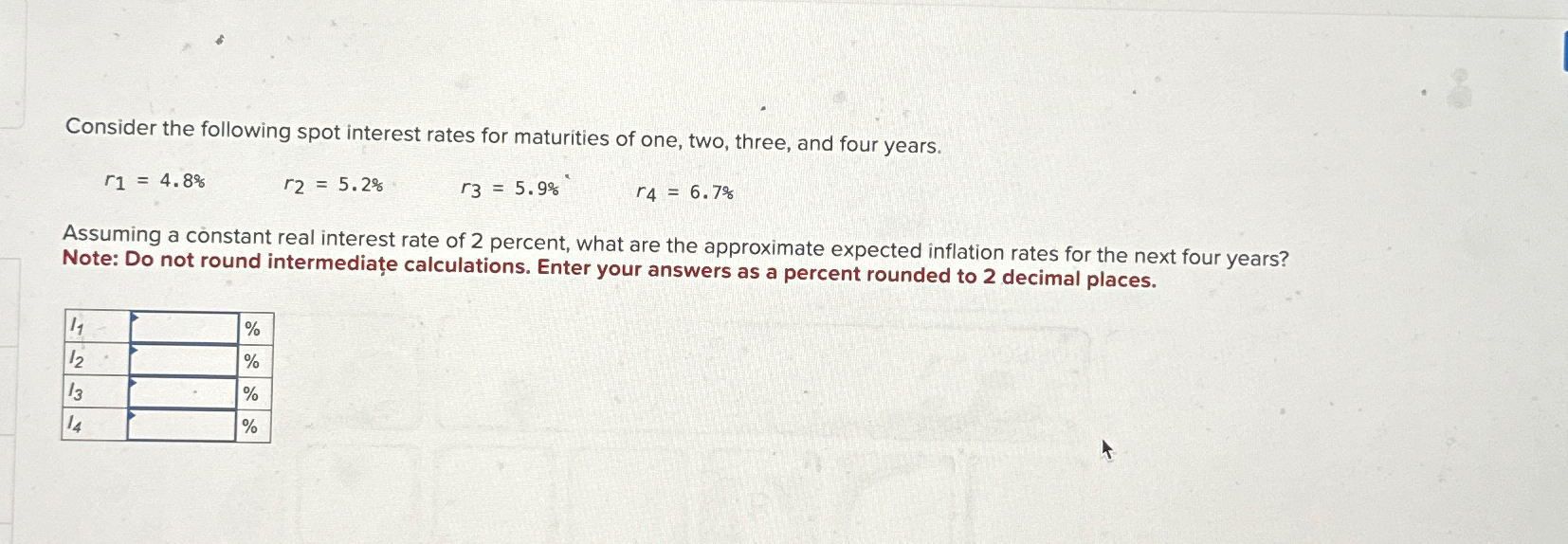 Solved Consider the following spot interest rates for | Chegg.com