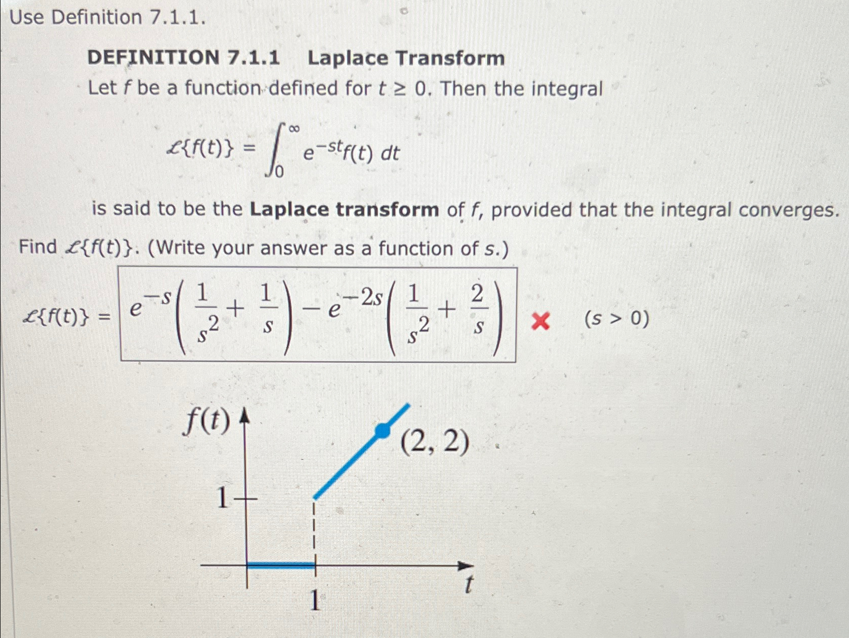 Solved Use Definition 7 1 1 Definition 7 1 1 ﻿laplace