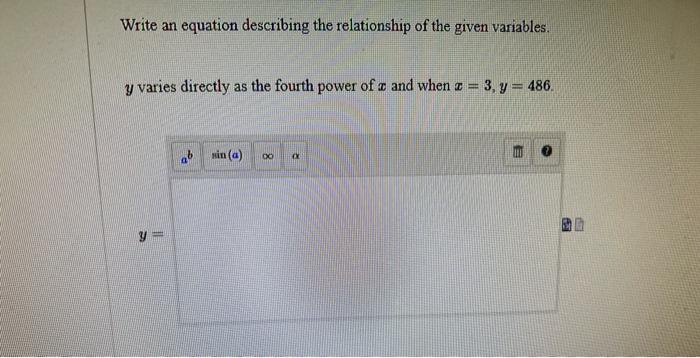 Solved Write an equation describing the relationship of the | Chegg.com