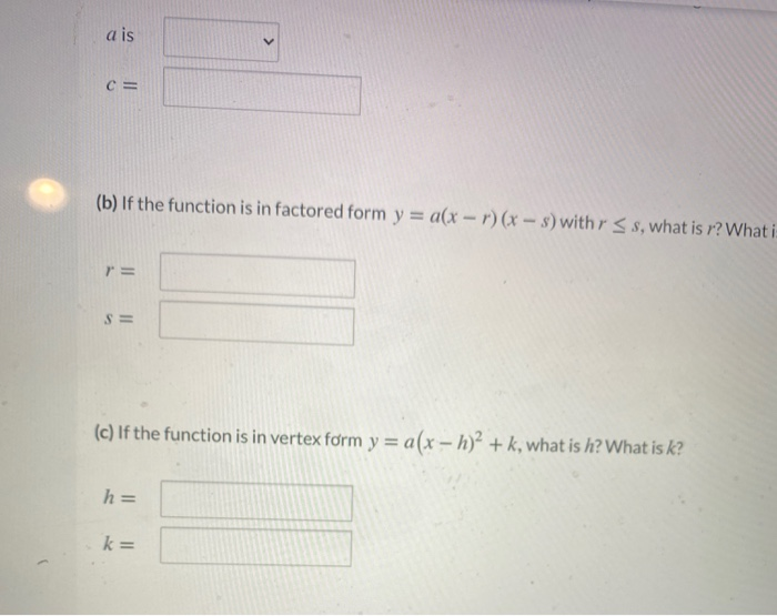 Solved The figure below shows the graph of a quadratic | Chegg.com