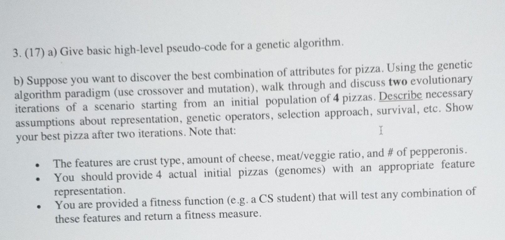 Solved 3. (17) a) Give basic high-level pseudo-code for a | Chegg.com