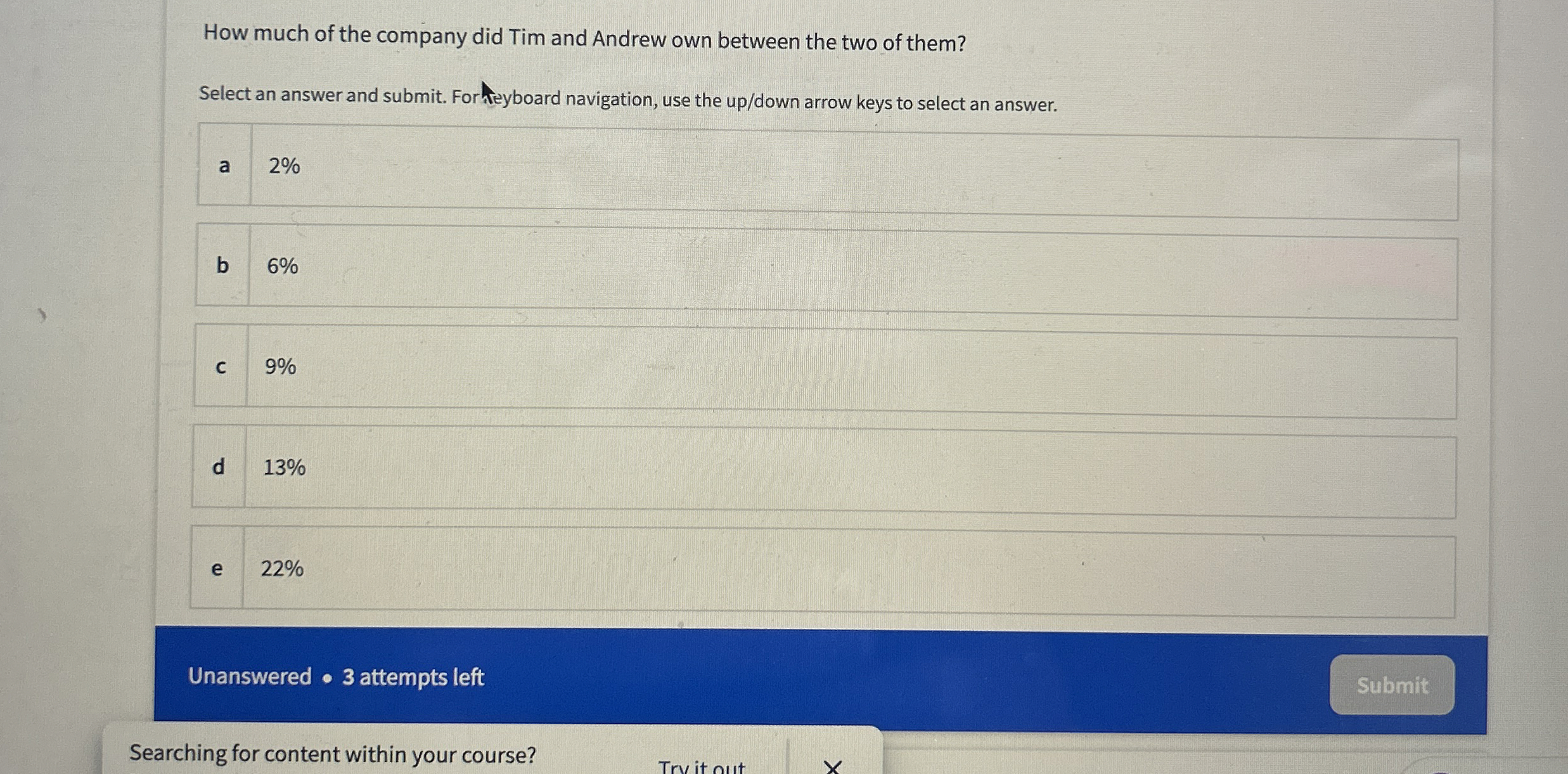Solved How much of the company did Tim and Andrew own | Chegg.com
