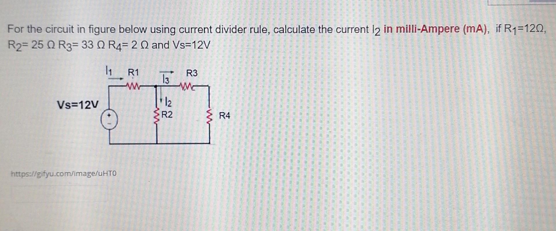 Solved For the circuit in figure below using current divider | Chegg.com