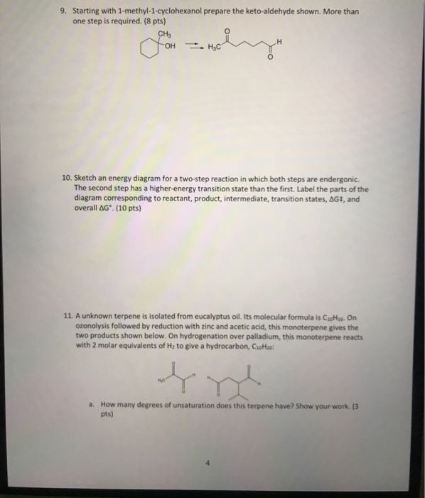 Solved 9. Starting with 1-methyl-1-cyclohexanol prepare the | Chegg.com
