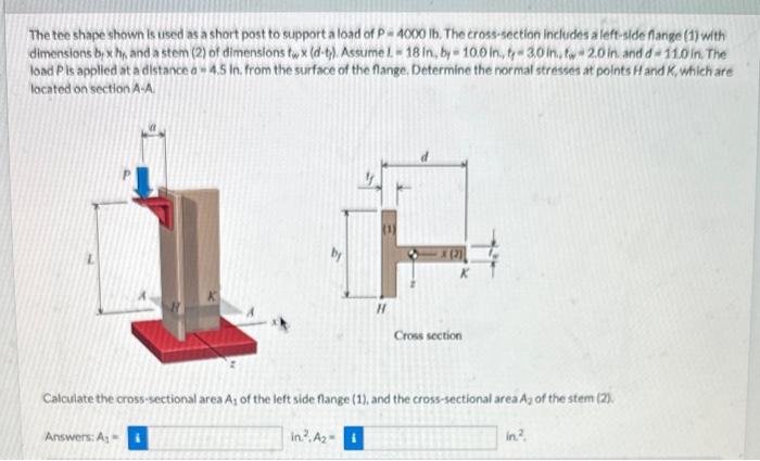 Solved The tee shape shown is used as a short post to | Chegg.com