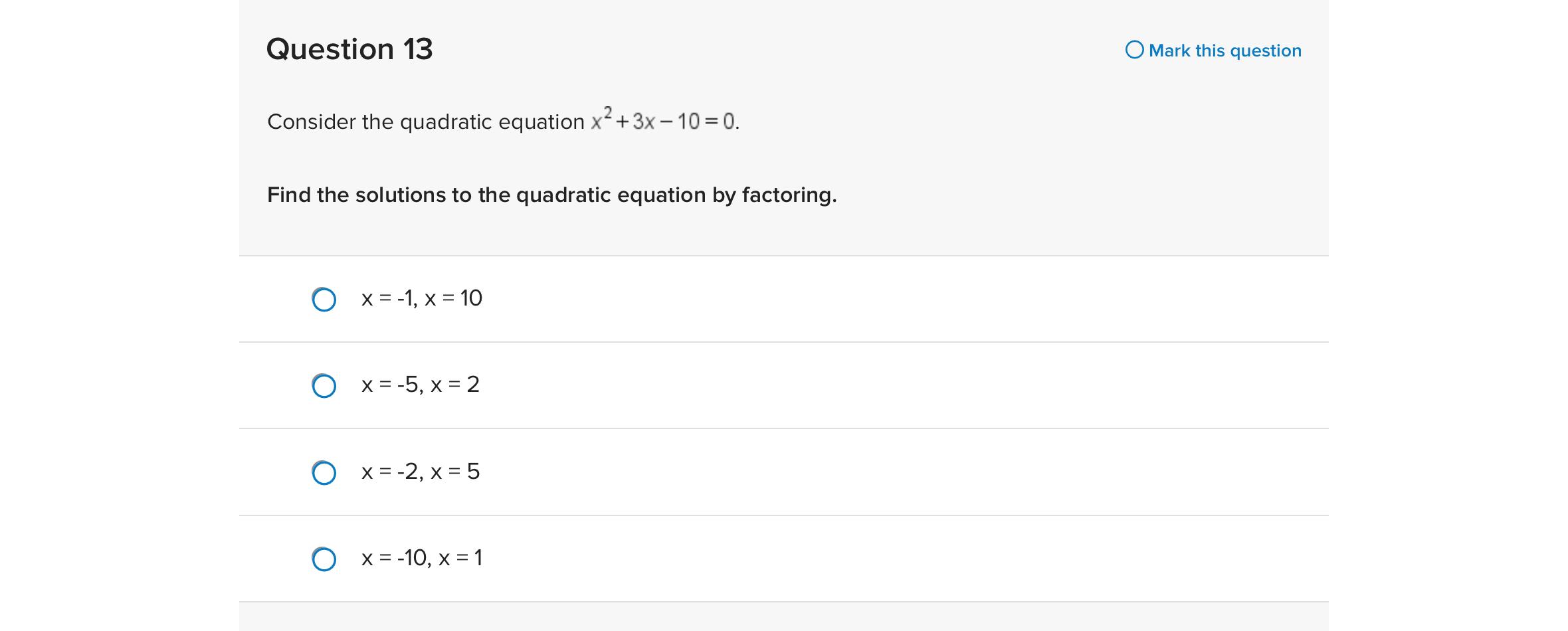 Solved Question 13Mark this questionConsider the quadratic | Chegg.com