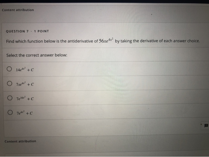 Solved Content attribution QUESTION 7 . 1 POINT Find which | Chegg.com