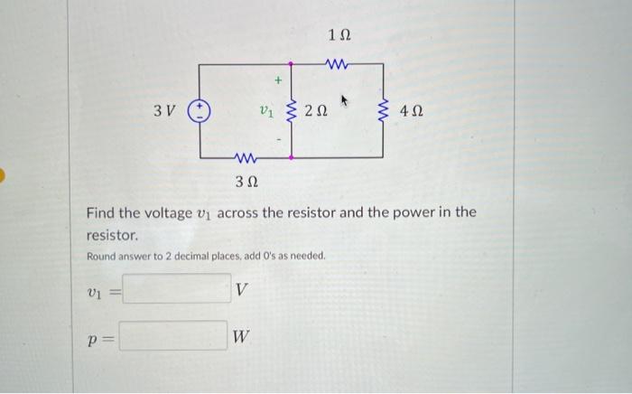 Solved Find the voltage v1 across the resistor and the power | Chegg.com