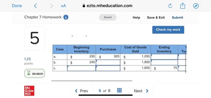 Solved Done \langle\rangle AA a ezto.mheducation.com Chapter | Chegg.com
