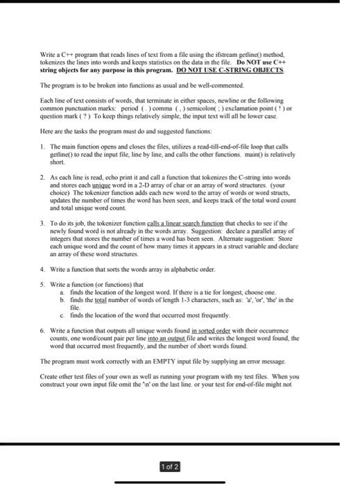 Solved Write a C++ program that reads lines of text from a | Chegg.com