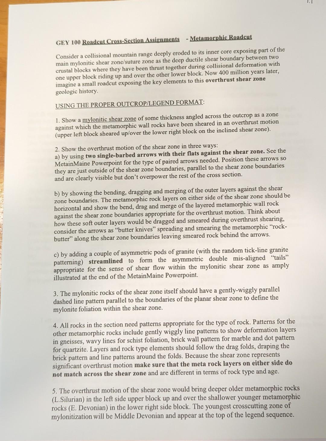 Solved GEY 100 Roadcut Cross-Section Assignments - | Chegg.com