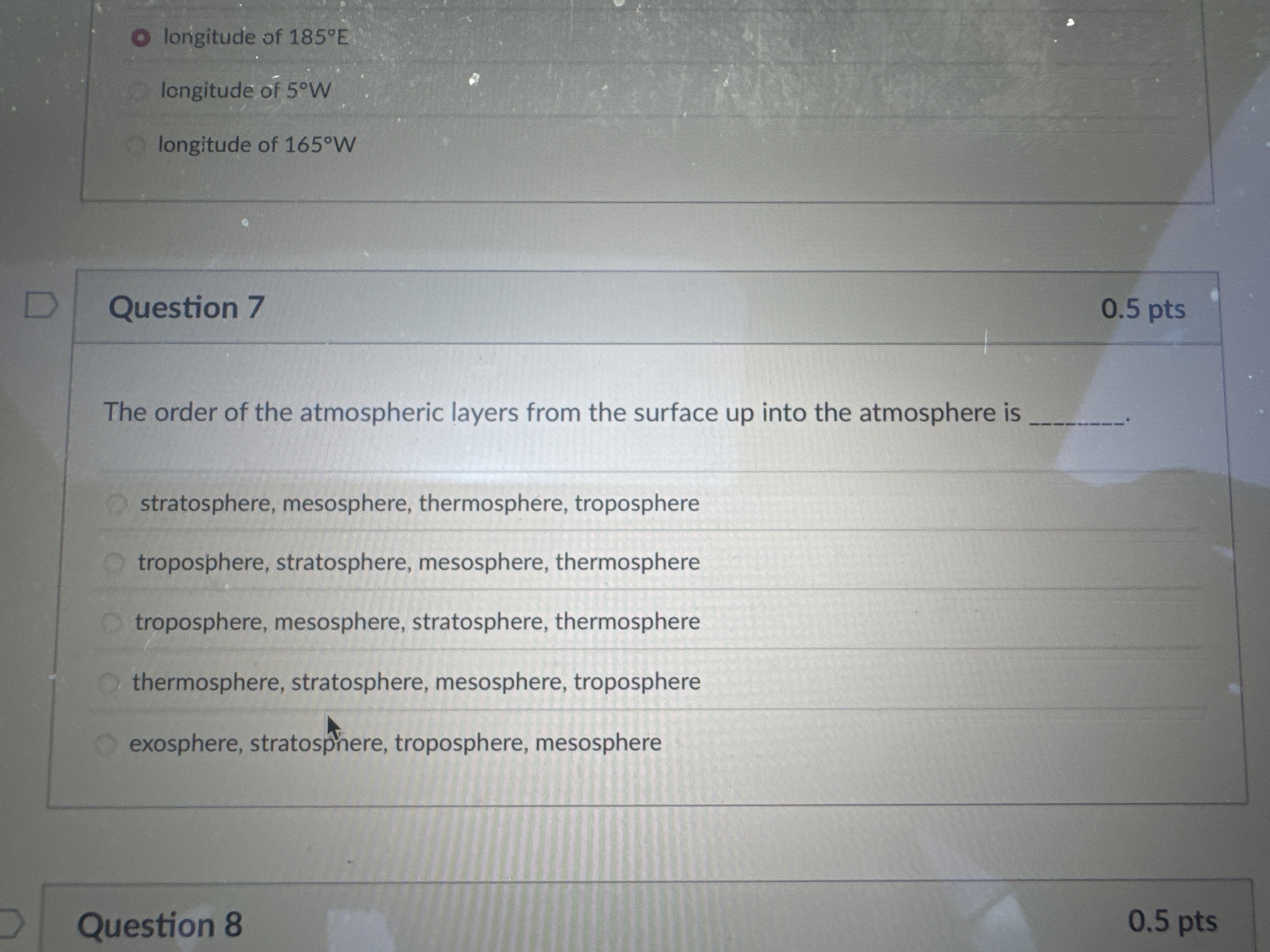 Solved longitude of \( 185^{\circ} \mathrm{E} \)longitude of | Chegg.com
