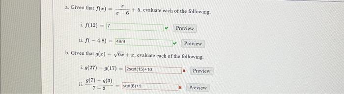 Solved a. Given that f(x)=x−6x+5, evaluate each of the | Chegg.com