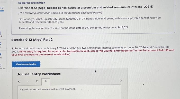 Solved Required information Exercise 9-12 (Algo) Record | Chegg.com