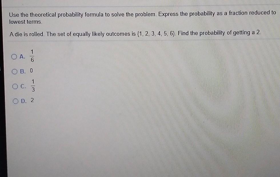 Solved Use the theoretical probability formula to solve the | Chegg.com