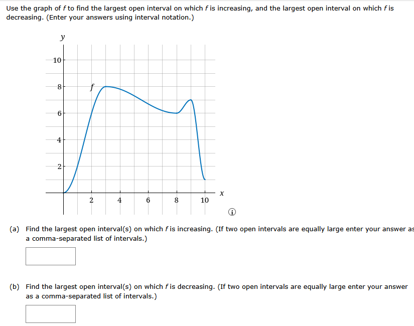 Solved Use the graph of f to find the largest open interval | Chegg.com