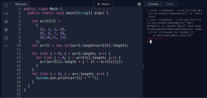 Solved Main.java 36 Return Console Shell 3 4 > Javac | Chegg.com