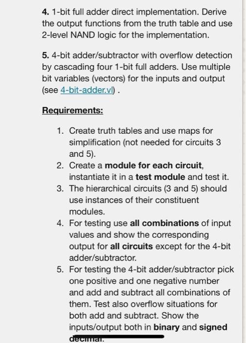 4. 1-bit full adder direct implementation. Derive the | Chegg.com