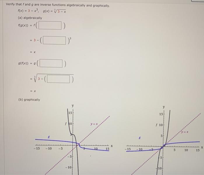 Solved Verify that f and g are inverse functions | Chegg.com