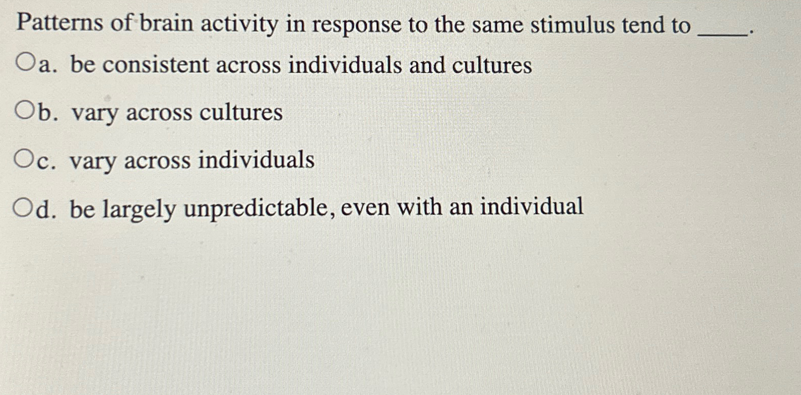 Solved Patterns of brain activity in response to the same | Chegg.com
