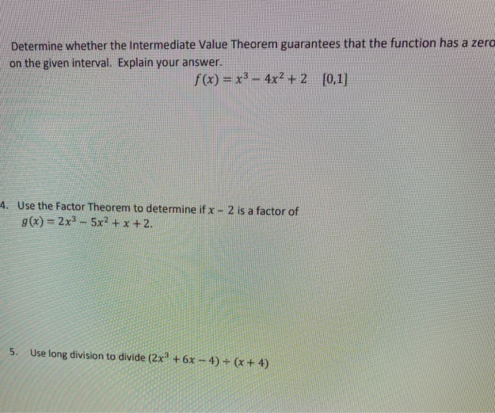 Solved Determine whether the Intermediate Value Theorem | Chegg.com