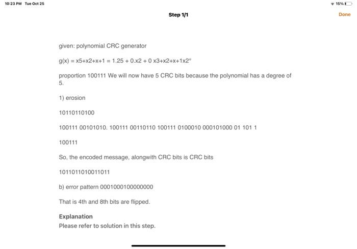 Solved Q #3 In a CRC errot detecting seheme, chose the | Chegg.com