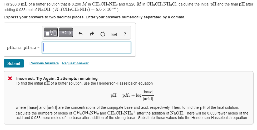 Solved For 260.0mL ﻿of a buffer solution that is 0.290M ﻿in | Chegg.com