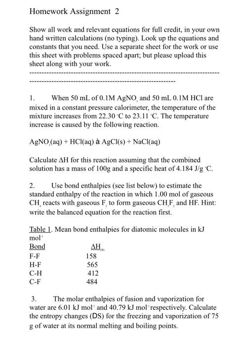 Solved Homework Assignment 2 Show All Work And Relevant