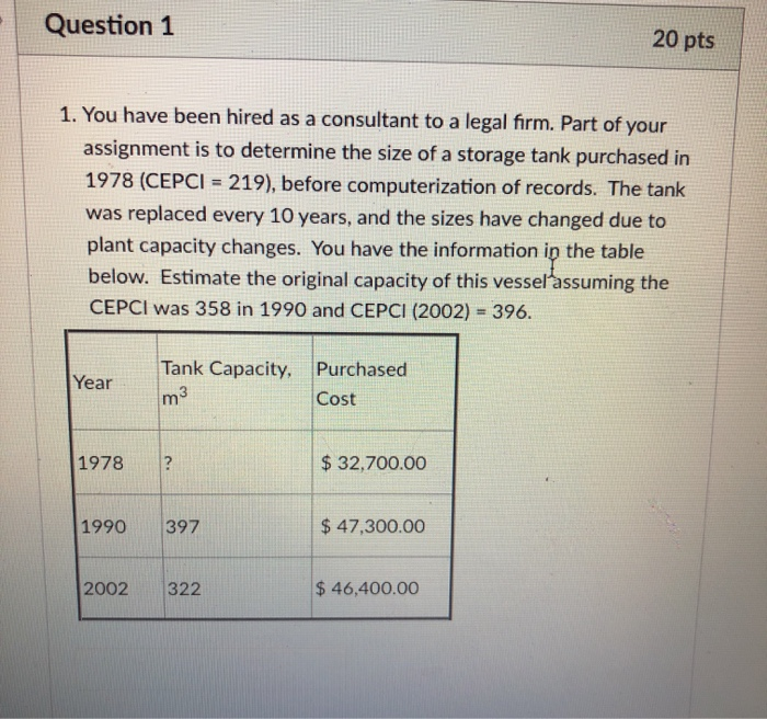 Solved 2. Estimate the total bare-module cost in in May 2018 | Chegg.com