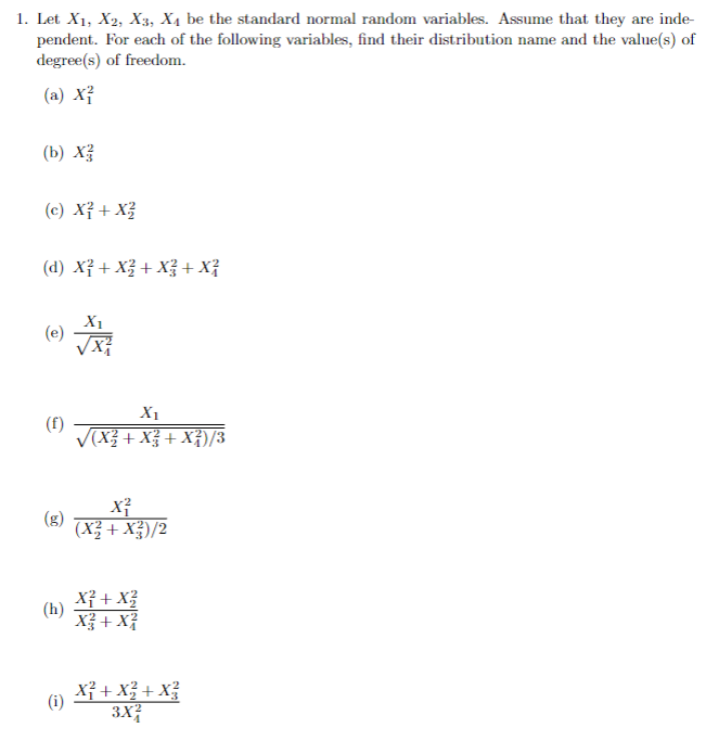 Solved Let x1,x2,x3,x4 ﻿be the standard normal random | Chegg.com