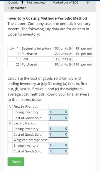 Solved Inventory Costing Methods-Periodic Method The Lippert | Chegg.com