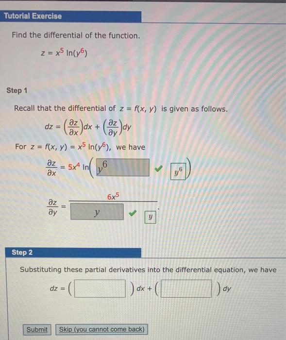 Solved Tutorial Exercise Find the differential of the | Chegg.com