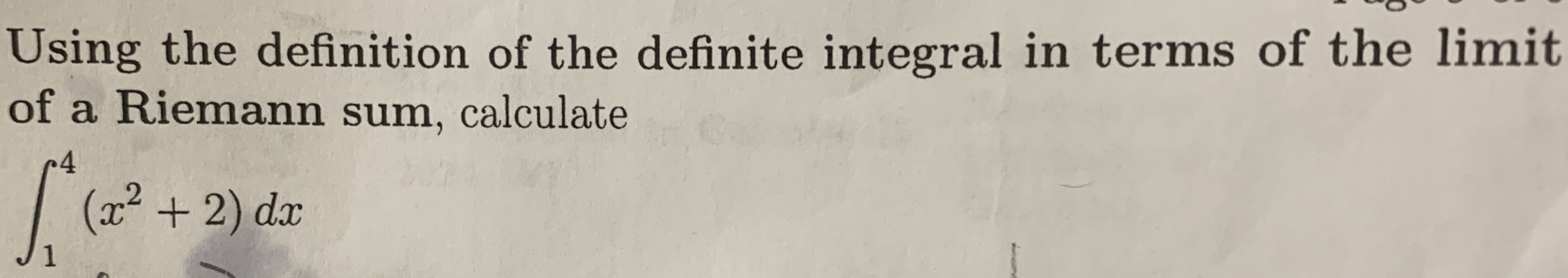 Solved Using the definition of the definite integral in | Chegg.com