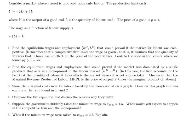 Solved minimum wage (microeconomics) question, please help | Chegg.com