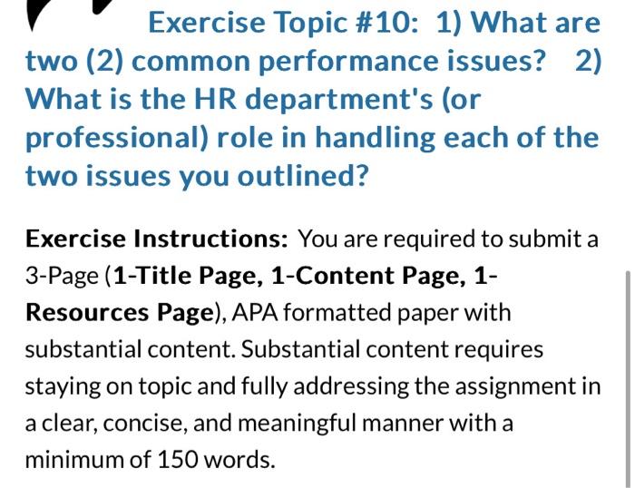 Solved Exercise Topic \#10: 1) What are two (2) common | Chegg.com