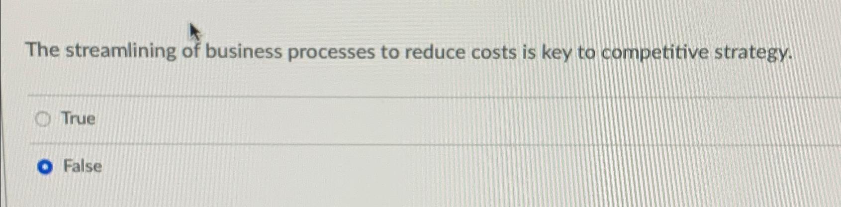 Solved The streamlining of business processes to reduce | Chegg.com
