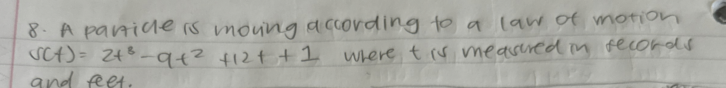Solved A particle is mouing according to a law of motion | Chegg.com