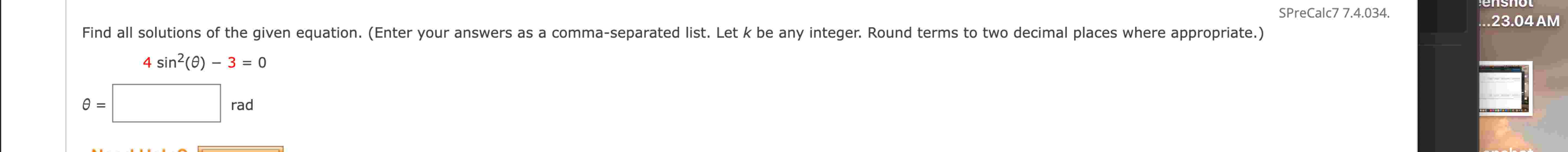 Solved k be ﻿any integer. Round terms to ﻿two decimal places | Chegg.com