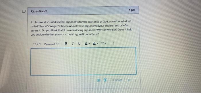Question 2 In class we discussed several arguments | Chegg.com