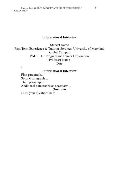 Unit 6: Informational Interview Hide Assignment | Chegg.com