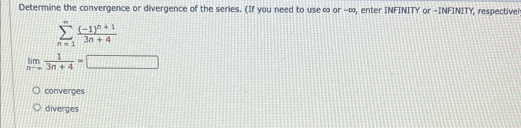 Solved Determine the convergence or divergence of the | Chegg.com
